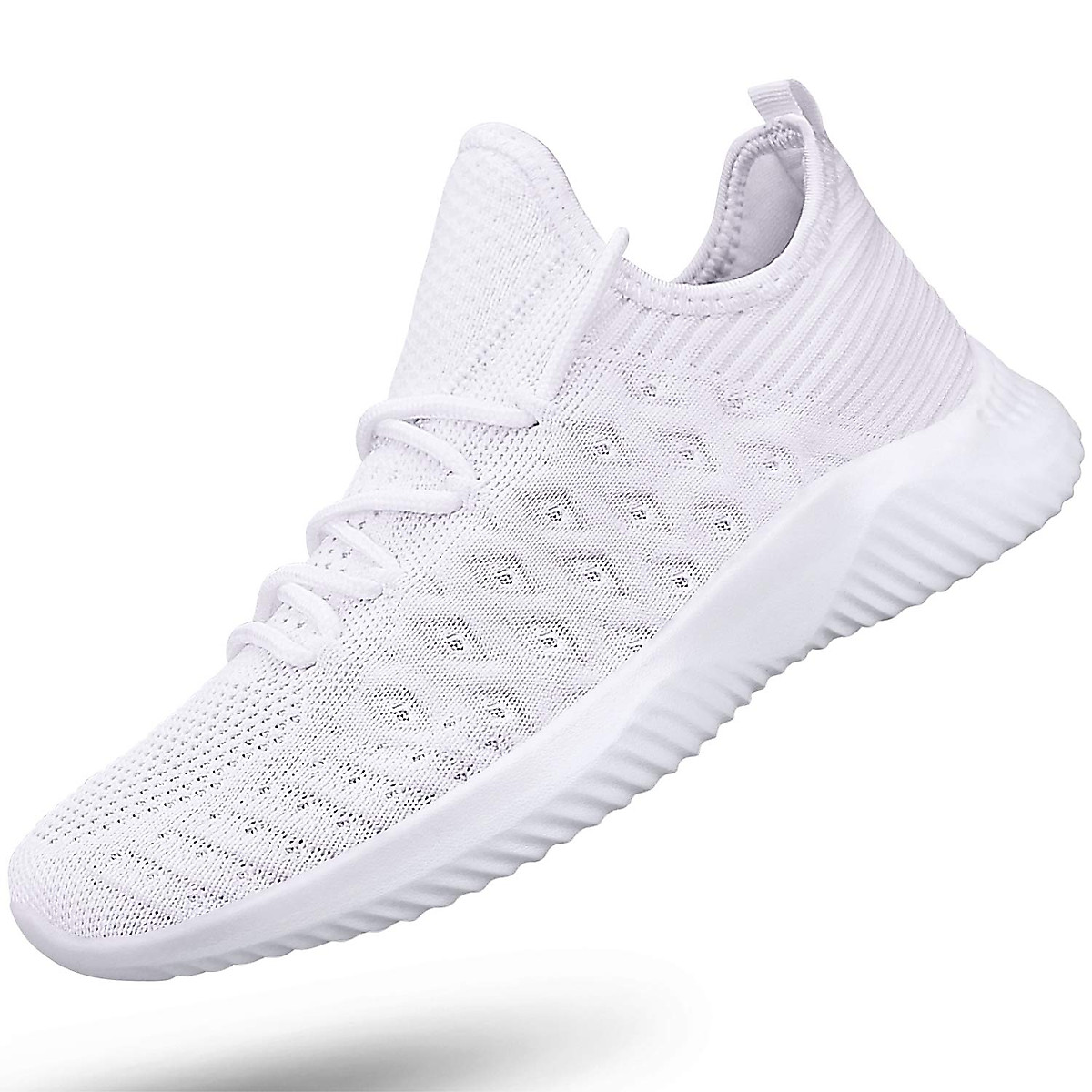 Feethit Womens Slip On Walking Shoes Non Slip Running Shoes Breathable Workout Shoes Lightweight Gym Sneakers White Size 7