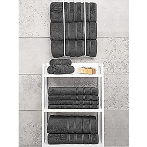 American Soft Linen Luxury 4 Piece Bath Towel Set, 100% Cotton Turkish Bath Towels for Bathroom, 27x54 in Large Bathroom Shower Towels, Dark Gray Bath Towels