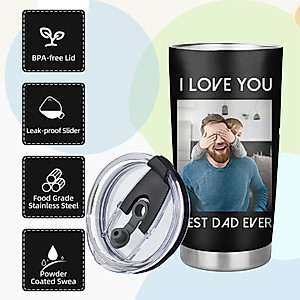 Personalized Picture Tumbler Insulated Coffee Cup Gift for Christmas Birthday to Dad Mom Families Friends,Custom Photo Image & Text Travel Mug, Multi Color