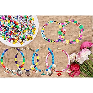 Wakestar Clay Beads Bracelet Making Kit,Flat Round 6mm Clay Beads for Jewelry Making with Pendant Charms Kit,Art Crafts Gift Sets for Girls Ages 3 4 5 6 7 8 9 10 11 12