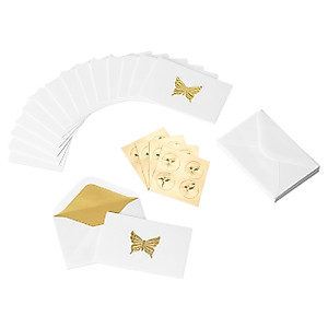 Papyrus Blank Cards with Envelopes, Gold Butterfly (16-Count)