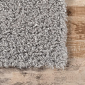 nuLOOM Marlow Machine Washable Soft Shaggy Faux Sheepskin Area Rug, 4' x 6', Light Grey
