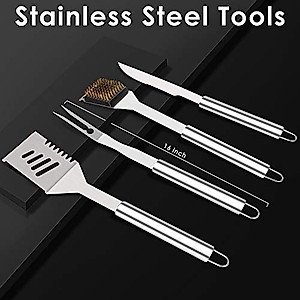 BBQ Grill Tools Set, 32PCS Extra Thick Stainless Steel Grill Accessories with Long Handles, Carry Case, Grill Utensils Gift for Men Women Camping Backyard Barbecue