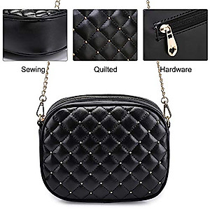 Newshows Small Quilted Crossbody Bags for Women Trendy Cross Body Purse with Metal Chain Strap, Gift Idea, PU Leather