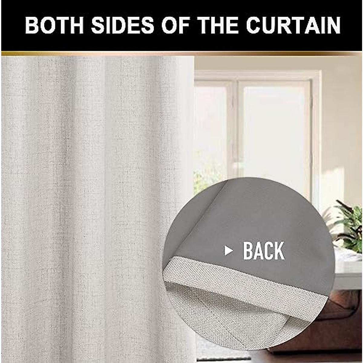 100% Blackout Shield Linen Blackout Curtains 108 Inches Long 2 Panels Set, Clip Rings/Rod Pocket Blackout Curtains No Light, Black Out Curtains & Drapes for Bedroom, 50 inches Wide Each Panel, Beige