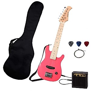 Stedman Kid Series Electric Guitar Pack with 5-Watt Amp, Gig Bag, Strap, Cable, Strings, Picks, and Wrench - Pink