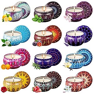 Scented Candles Gifts Set, 12 Constellations Jar Candles Set for Valentines Day Gifts, Candles for Home Scented with Portable Travel Tin, Candles Gifts for Women, Mother's Day, Birthday