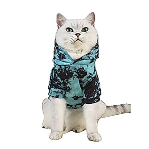 QWINEE Tie Dye Dog Hoodie Dog Sweatshirt Cat Shirt Apparel Dog Clothes for Puppy Kitten Cat Small Dogs Green XX-Small