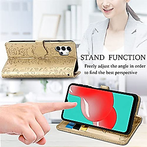 ONV Wallet Case Compatible with Samsung Galaxy S9 Plus - Adjustable Strap Sparkly Animal Leather Folio Cover Card Holder Anti-Shock Stand Magnet Flip Case for Samsung Galaxy S9 Plus [MG] -Gold