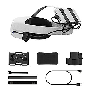 AMVR Powerbank Fixing Bracket, Battery Holder for Meta Quest, Quest 2 or Vive Deluxe Audio Strap, Fixed on The VR Headset Strap or on The Waist, Compatibly Multiple Sizes Mobile Power (with USB)