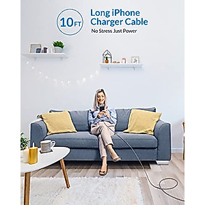 iPhone Charger, [Apple MFi Certified] 2-Pack 10FT Long Braided Lightning Cable Fast Charging Cord and Dual Port USB Wall Charger Block Plug Adapter for iPhone 14/13/12/Pro Max/11/XR/XS/X/8/7/6/SE,iPad