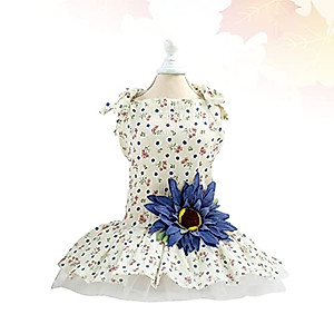 Dog Wedding Dress Dog Dress Floral Princess Tutu Skirt Clothes for Small Dogs Cats Pet Clothes Outfits Dog Costume for Birthday Wedding Blue L Smocked Dress