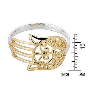 AeraVida Hamsa Hand of Protection Gold Plated Silver Ring (6)