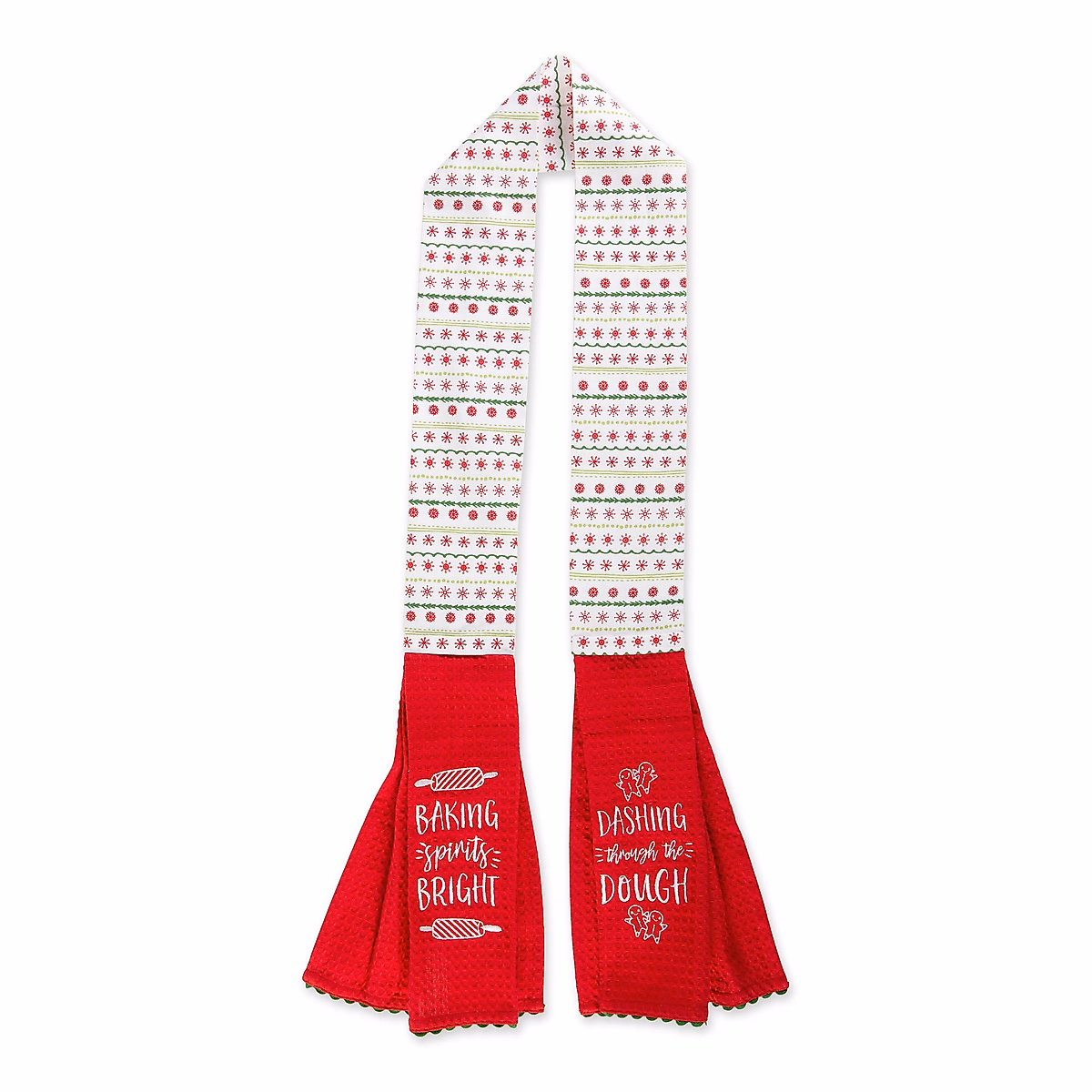 DII Christmas Kitchen Décor, Holiday Cooking & Baking Accessories Machine Washable Cotton, Towel Scarf, 4x70, Dashing Through The Dough