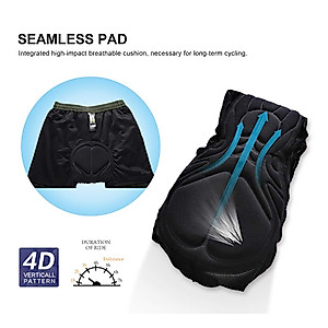 Santic Men's Bike Shorts Padded Bicycle Cycling MTB Shorts Loose-Fit 4D Padding Olive Green