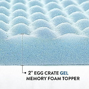 Best Price Mattress 2 Inch Egg Crate Memory Foam, Cooling Gel Infusion, Full Mattress Topper, Blue (ECMF-GM2F)