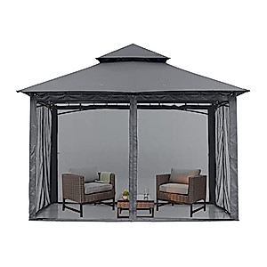 MASTERCANOPY Outdoor Garden Gazebo for Patios with Stable Steel Frame and Netting Walls (8x8,Dark Gray)