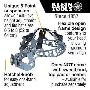 Klein Tools CLMBRSPN Safety Helmet Suspension, Replacement Part for Klein Tools Safety Helmets with Ratchet Knob and Pivot Adjustment