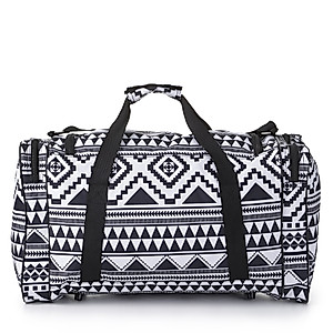 5 Cities Carry On Lightweight Small Hand Luggage Cabin on Flight & Holdalls (Aztec Black/White)