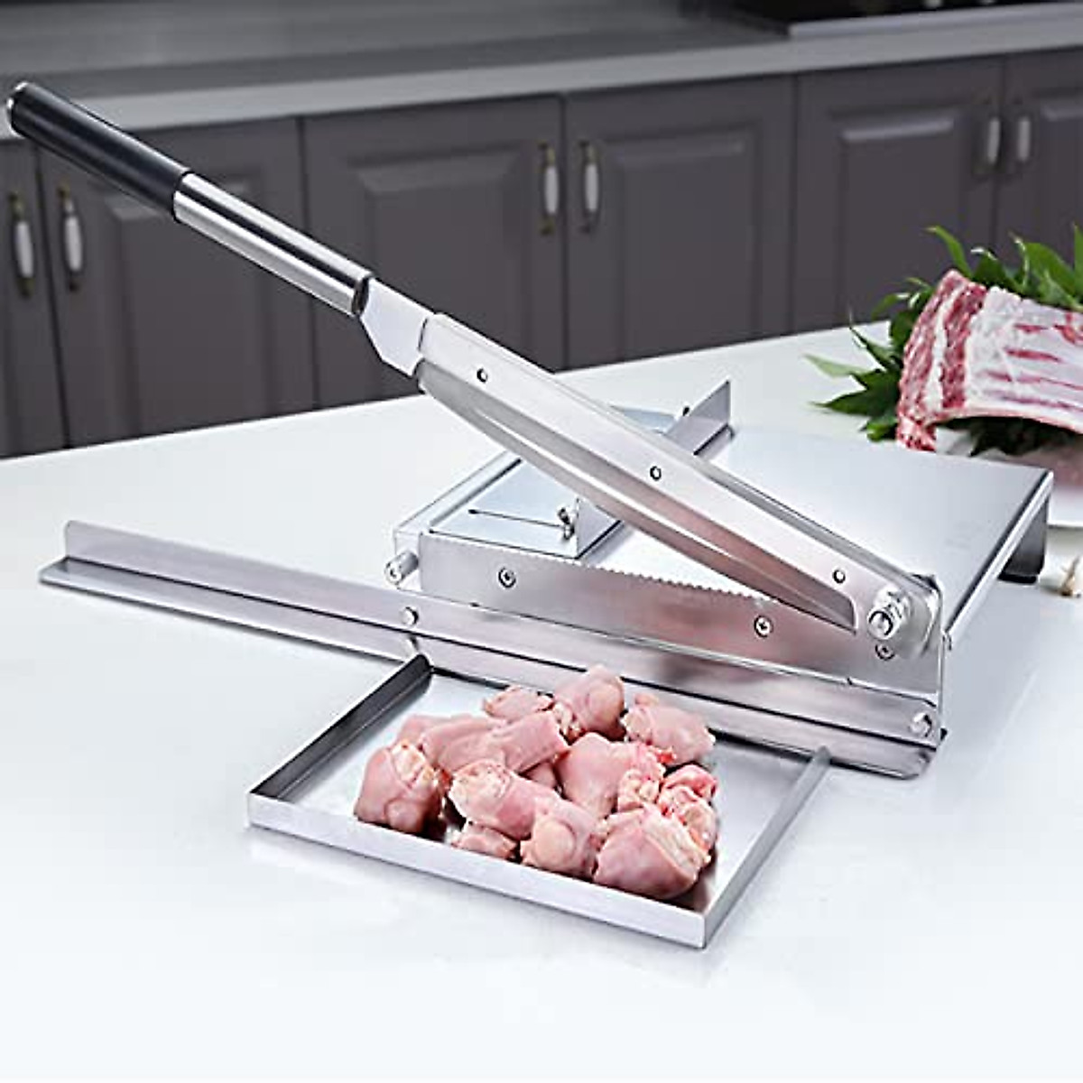 CGOLDENWALL 16Inch Manual Meat Bone Cutter Heavy Duty Chopper for Beef Goat Pig Fish Butcher Commercial Kitchen