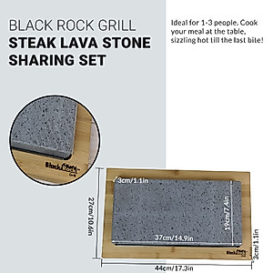 Black Rock Grill Ultimate Sharing Steak Stone Set - Restaurant-Grade Lava Stone for Superior Heat & Flavor
