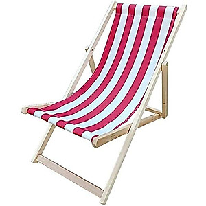 XZGDEN Lightweight Folding Chair Deckchair Lounger Adjustable Beach Deck Hardwood Outdoor Garden Patio (Color : Red+White Stripe)