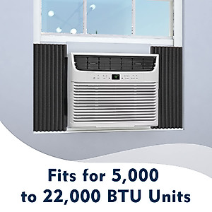 Pearwow Window Air Conditioner Side Panels,Window AC Side Panel Foam Insualtion Kit,17in High x 9in Wide x 7/8in Thick,2 Pack,Black