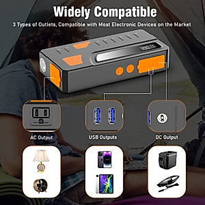 BooKoo Portable Charger Power Bank 66000mWh with Car Jump Starter and 110V AC Outlet, Phone Battery Power Bank with LED Light for 12V Car (8L Gas or 6.5L Diesel) Home Outdoor and Camping