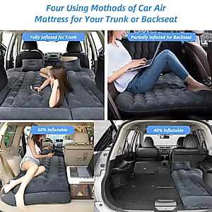 SUV Air Mattress, Inflatable Car Bed with Electric Pump and Pillow, Flocking Surface, Camping Sleeping Pad for Travel SUV Sedan Back Seat Trunk Tent Chevy Jeep Wrangler Toyota Honda Civic (Black)