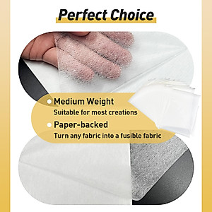 Iffitya Stitch Witchery 20 Sheets, 8" x 12" Fusible Webbing for Fabric Applique, Medium Weight Fusible Interfacing, Stitch Witchery Fusible Bonding Web for Fabric for DIY Crafts