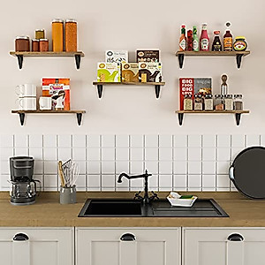 You Have Space Flota 17"x 4.5" Book Shelves, Floating Shelves for Living Room Decor, Bathroom Storage, Kitchen, Kids Room Natural Burned Set of 5