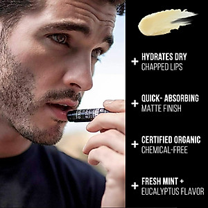 Organic Lip Balm for Men, Mens Chapstick Organic, Mens Lip Balm, Natural Chapstick for Men, Organic Chapstick Mint Lip Balm, Peppermint Lip Balm, All Natural Men's Lip Balm Chap Stick, Lip Therapy