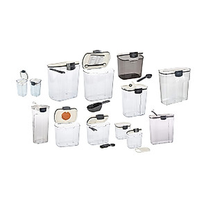 Progressive Prepworks ProKeeper 13 -Piece Kitchen Clear Plastic Airtight Food Flour And Sugar Storage Organization Container Baking Canister Set, White