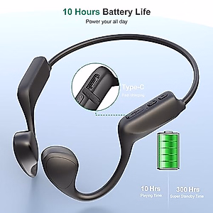 Qaekie Bone Conduction Headphones - Bluetooth 5.3 Open Ear Headphones with HD Mic,12hrs Playtime Deep Bass Sport Wireless Headphones,Sweatproof Bone Headphones for Running,Cycling,Hiking,Driving