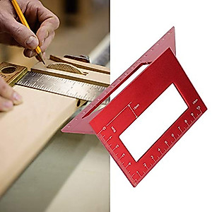 45/90 Degree Layout Miter Gauge, Aluminum Alloy Saddle Layout Square Gauge Saddle Square Woodworking Tool for Woodworking Industrial Carpenter(Red)
