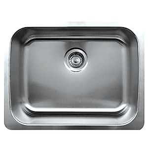 Whitehaus WHNU2318-BSS Noah's Collection 23-1/2-Inch Single Bowl Undermount Kitchen Sink, Brushed Stainless Steel
