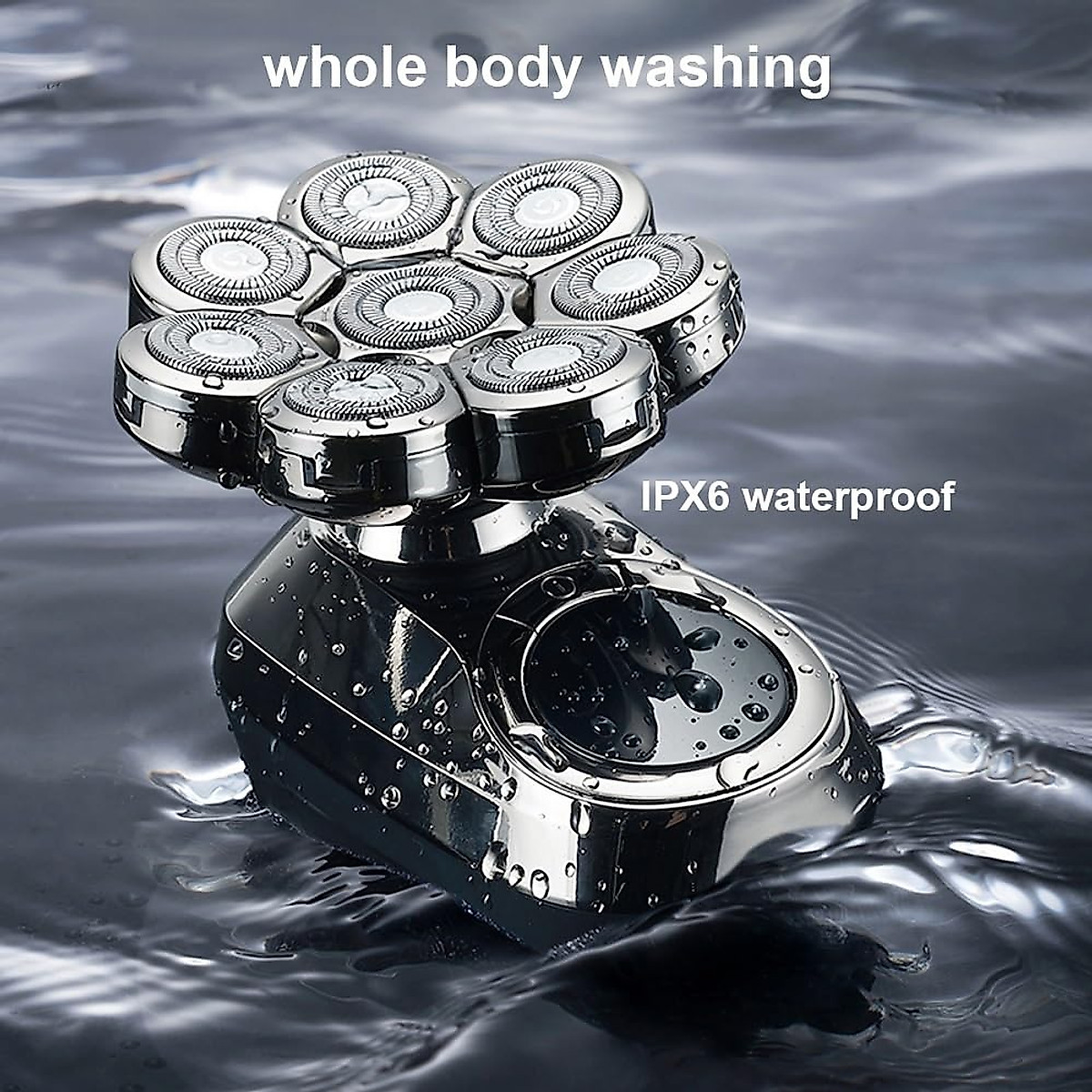 EKHOU Head Shavers for Bald Men, 6 in 1 Electric Razor Men Grooming Kit Wet Dry Electric Shaver LCD Display Beard Hair Trimmer Rechargeable Bald Head Shaving Machine