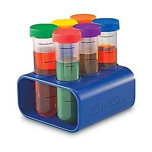 Learning Resources Primary Science Jumbo Test Tubes with Stand, Set of 6 Tubes, Ages 3+,Multi-color