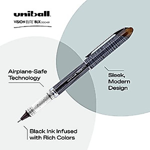 Uni-Ball 1858842 uni-ball Vision Elite Designer Series Rollerball Pens, Bold Point (0.8mm), Black, 4 Count
