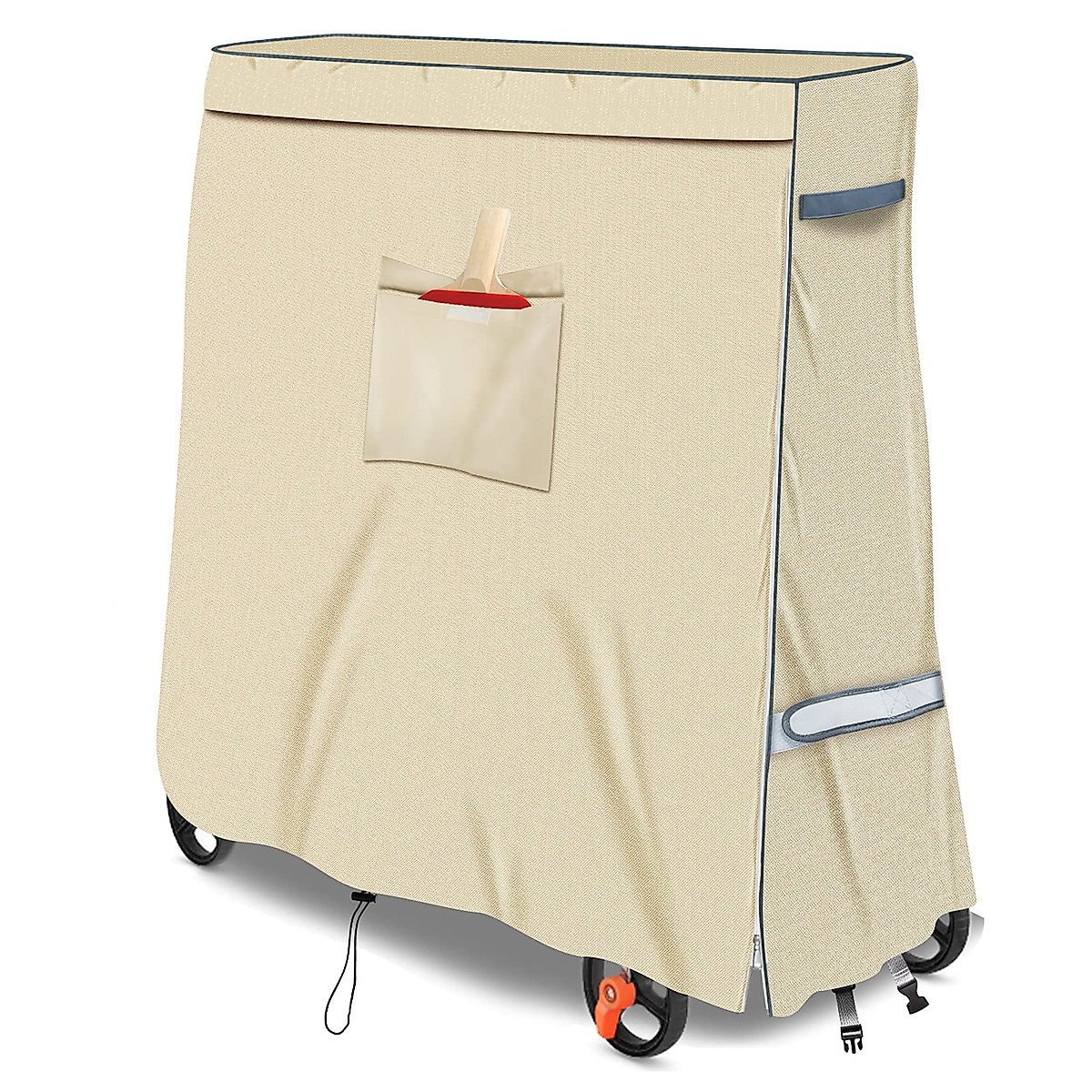 Table Tennis Table Cover,Waterproof Oxford Cloth General Edition 65x 28x 73 Inches, With Pocket And Zipper, Khaki