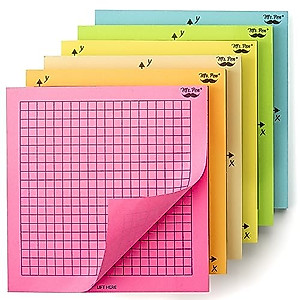 Mr. Pen- Graph Paper Sticky Notes, 6 Pads, 3x3 Inch, Bright Colors, Graph Sticky Notes, Math Graph Paper, Graphing Sticky Notes, Grid Sticky Notes, Grid Notepad, Mini Graph Paper