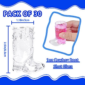 SHAOQINLIN Cowboy Boot Shot Glasses, 30 Pcs 1 oz Mini Plastic Boot Cups, Clear Pattern Beer Boot Mugs Western Cowboy Cowgirl Theme Party Supplies