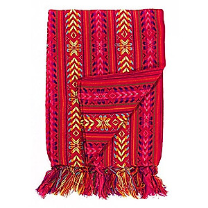 Del Mex Mexican Rebozo Shawl Blanket Doula (Regular (6 ft x 2.5 ft), Red)
