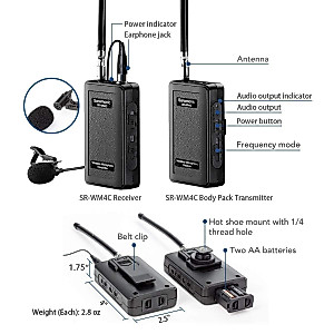 Saramonic Dual Wireless VHF Lavalier Microphone Bundle with 2 Transmitters, 2 Receivers and Audio Mixer for DSLR Cameras