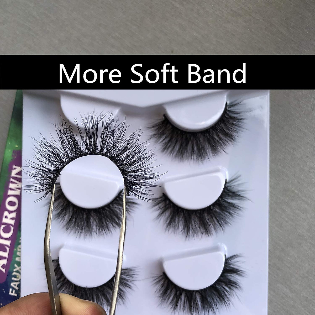 ALICROWN Faux Mink Lashes Pack 3D Volume Natural Fluffy Wispies Cross False Eyelashes