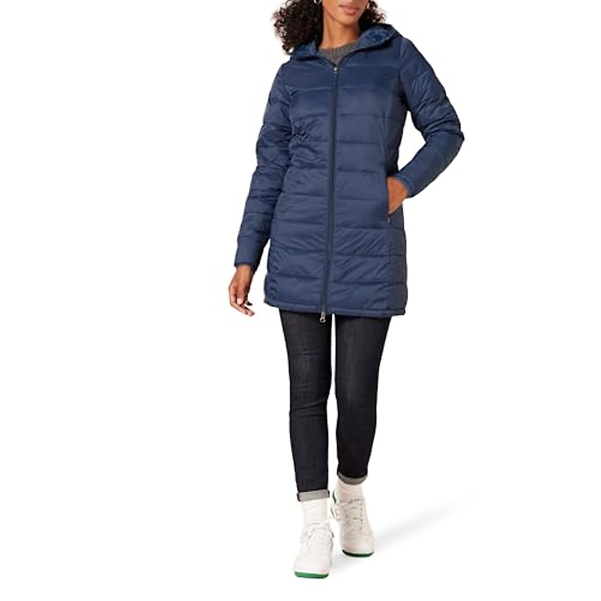 Amazon Essentials Women's Regular-Fit Lightweight Water-Resistant Packable Hooded Puffer Coat (Available in Plus Size), Navy, X-Large