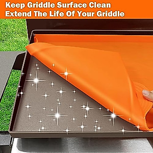 RXSIAT Silicone Griddle Mat for Blackstone Griddle, Heavy Duty Food Grade Silicone Mat, Protect Griddle from Rodents, Insects, Debris, and Rust, All Season Cooking Protective Cover(28-Inch Orange)