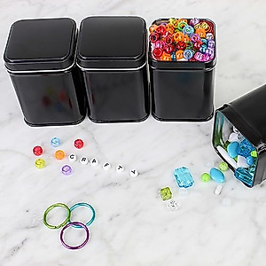 Cornucopia Square Black Metal Tins (6-Pack); for Tea, Gift Boxes, and Storage, 3-Inch Tall, 1-Cup Capacity