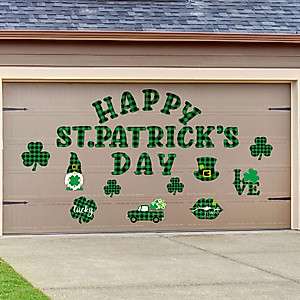 30 Pcs St Patrick's Day Garage Door Decoration Refrigerator Car Magnets Sticker Magnetic Garage Door Magnets Holiday Magnets Plaid Shamrock Magnets for Anniversary Wedding Decor Party Supplies