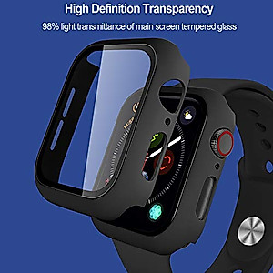 Charlam Compatible with Apple Watch Case 44mm iWatch SE Series 6 5 4 with Screen Protector, Slim Guard Thin Bumper Full Coverage Hard Cover Defense Edge for Women Men, Black White Red, 3 Pack